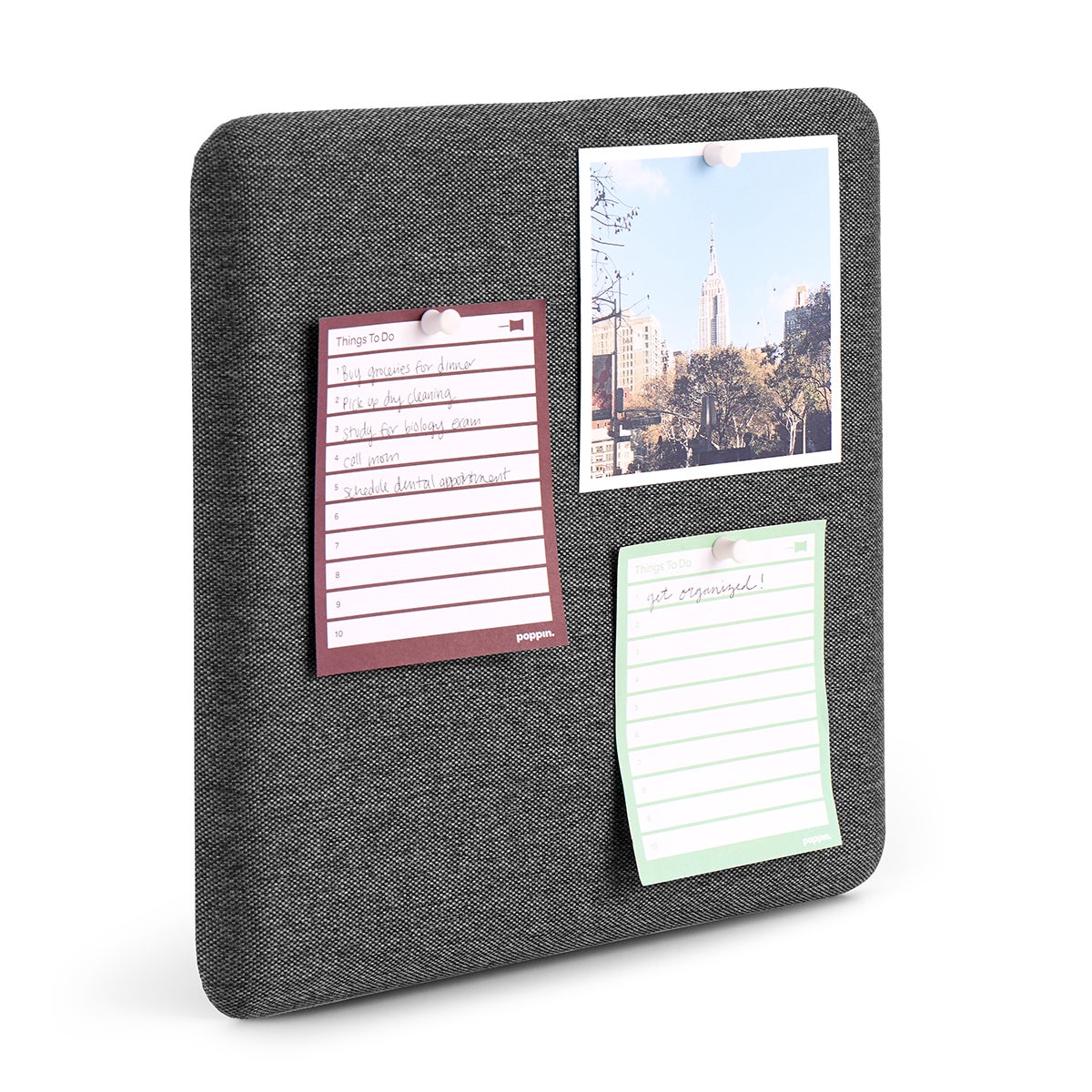 Dark Grey Poppin Fabric Pinboard | The Container Store