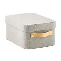 Herringbone Storage Boxes with Wooden Handles | The Container Store