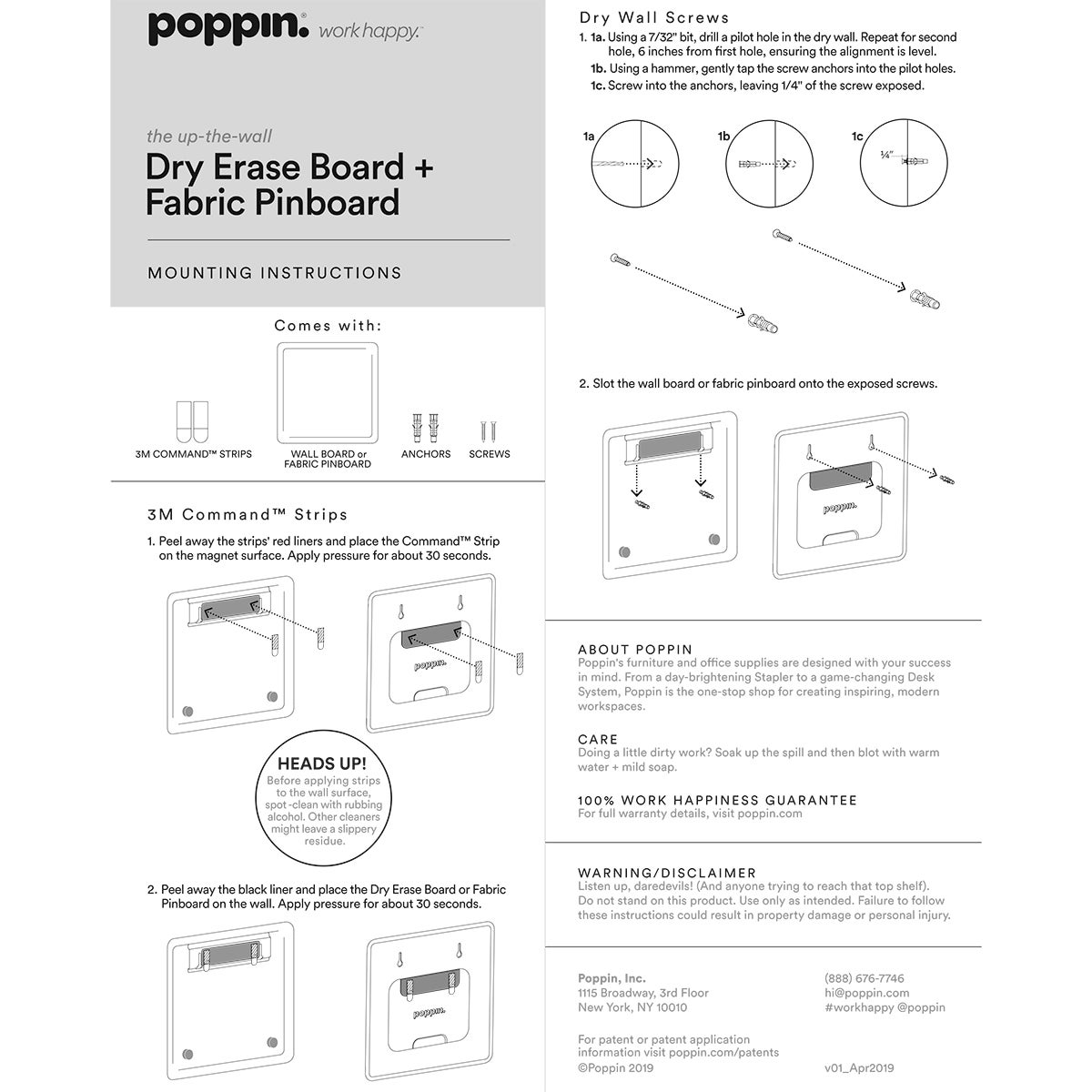 Dark Grey Poppin Fabric Pinboard | The Container Store