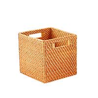 Copper Rattan Storage Cube with Handles | The Container Store
