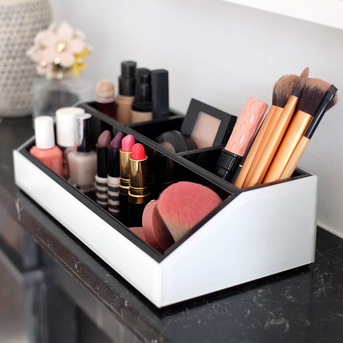 Stackers White Glass Cosmetics Organizer The Container Store