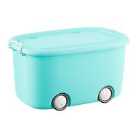 Aqua Rolling Storage Bin with Lid | The Container Store