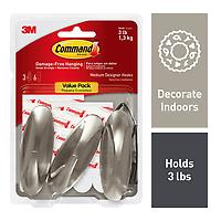 3M Command Medium Nickel Designer Hook Value Pack | The Container Store