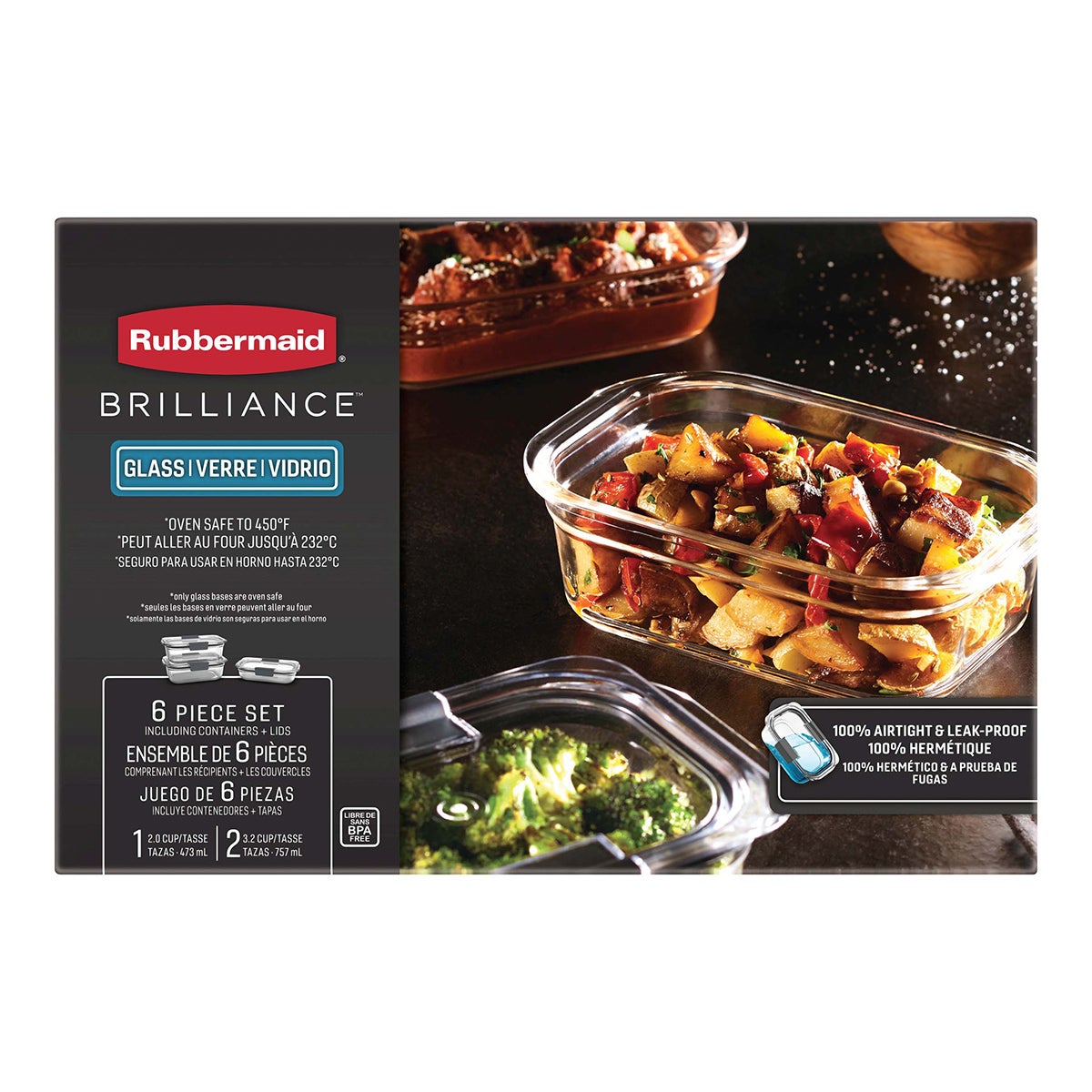 Rubbermaid Brilliance Glass Food Storage Container Set The Container Store