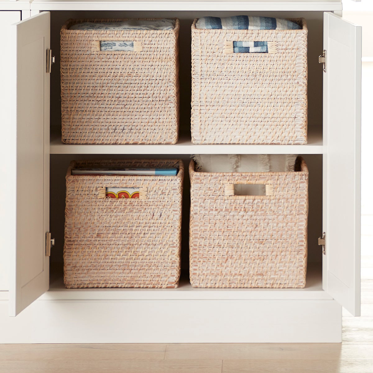 Rattan Storage Cube with Handles The Container Store