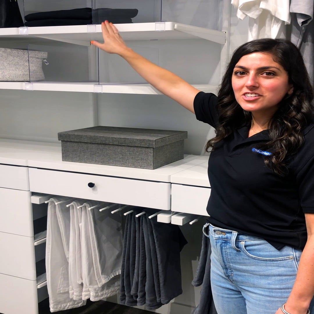 Elfa Décor 11' Birch & White Reach-In Closet | The Container Store