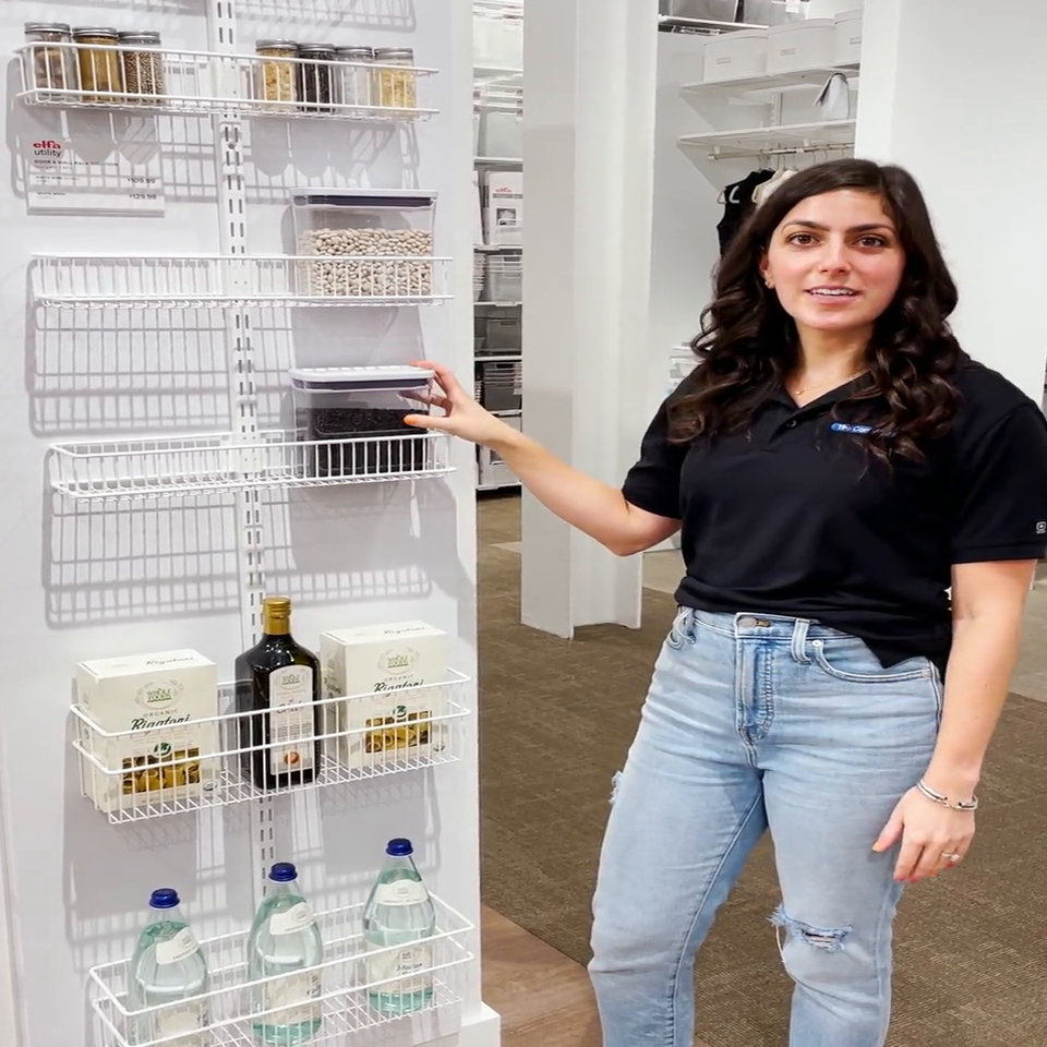 Elfa Utility White Wire Kitchen Over the Door Rack | The Container Store